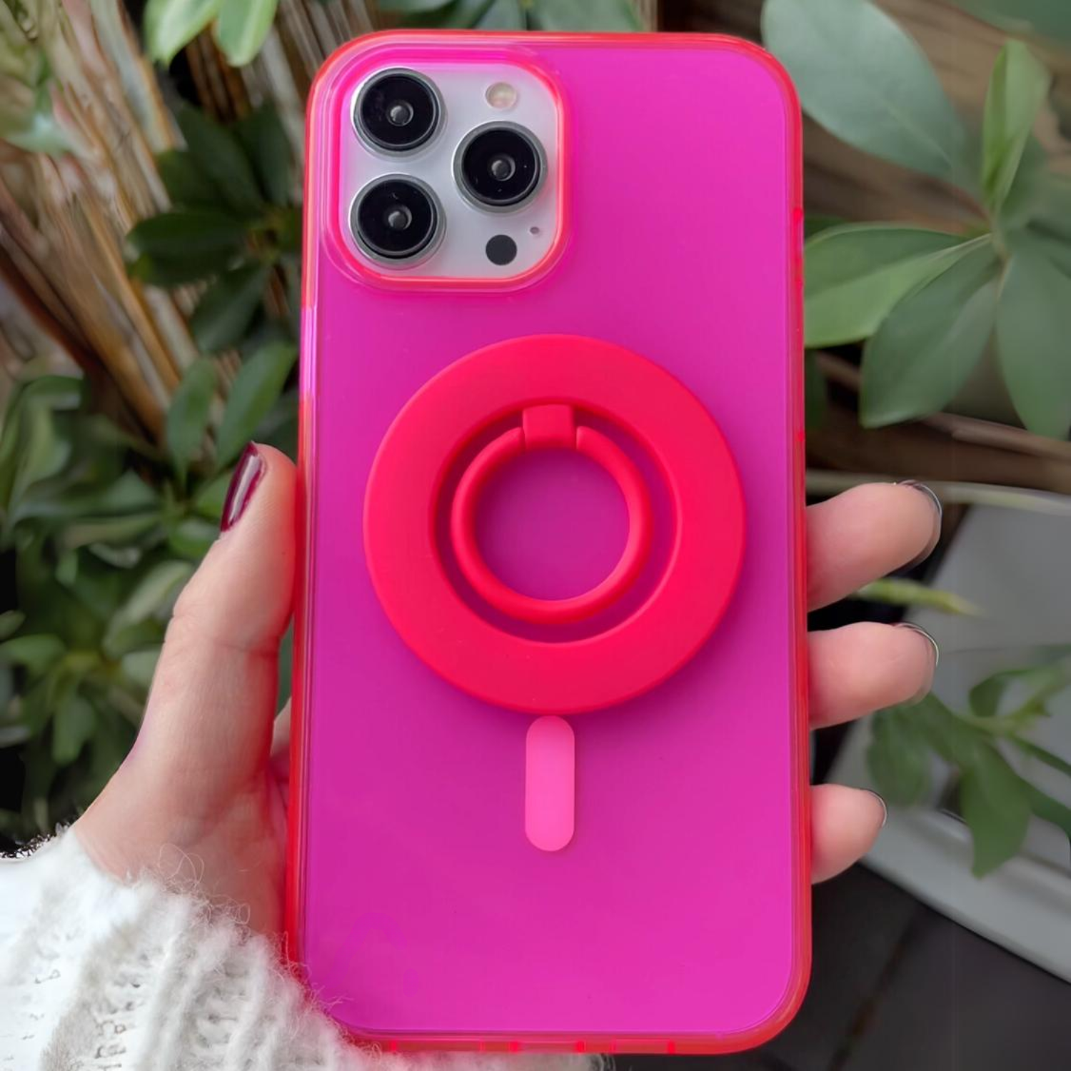 Neon Pink MagSafe Ring Grip and Stand – Felony Case