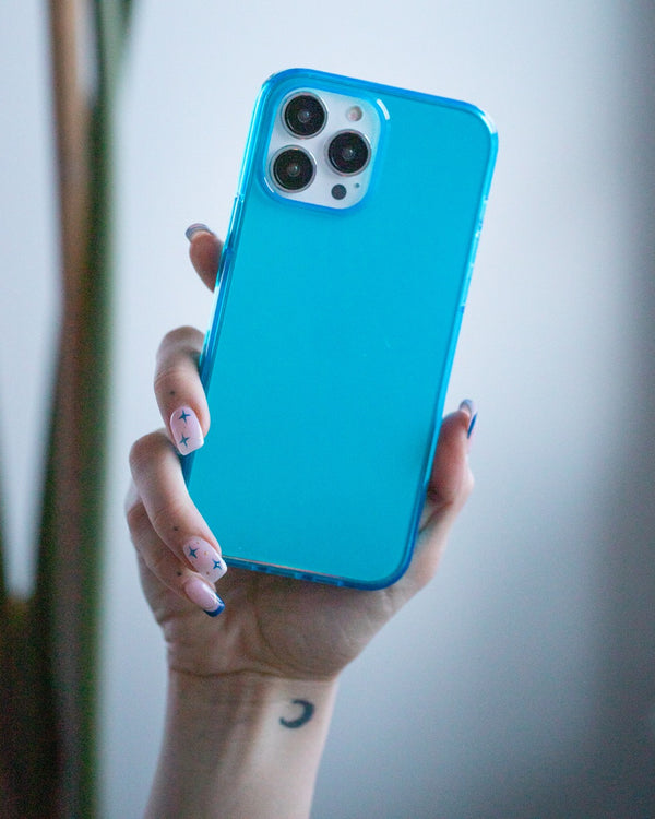 Neon Blue Crystal Clear iPhone Case – Felony Case